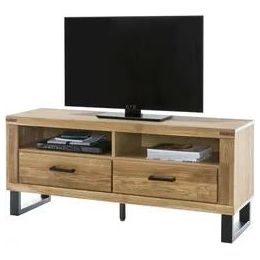 Lowboard Home Affaire, braun, B:138cm H:60cm T:45cm, FSC-zertifiziertes teilmassives Holz, Sideboards, Lowboard, Industriestil, Teilmassiv Eiche, schwarze Elemente, Modern