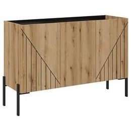 Sideboard Home Affaire "SNETT, Breite: 122cm, mit Metall-Stabf&uuml;&szlig;en, 3 T&uuml;ren, 3 Einlegeb&ouml;den", evoke oak nachbildung, B:122cm H:81cm T:40cm, FSC-zertifizierter Holzwerkstoff, Sideboards, Sideboard, Anrichte, Kommode, Schrank, Board, Higboard