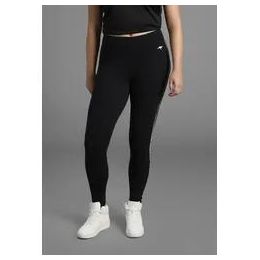 Leggings Kangaroos, Damen, Gr. 44, N-Gr, schwarz, Single Jersey, Obermaterial: 95% Baumwolle, 5% Elasthan, unifarben, figurbetont kn&ouml;chellang, Hosen Leggings, mit seitlichen Streifen im Leo-Print, gro&szlig;e Gr&ouml;&szlig;en