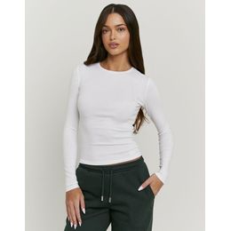 Tally Weijl Damen Langarmshirt "STSCOBELGI"wei&szlig;, Gr. M, unifarben, Jersey, Obermaterial: 100% Baumwolle, Shirts, Baumwollmischung, Basic Longsleeve