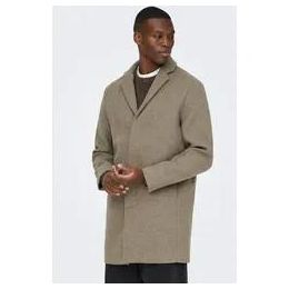 Only & Sons Kurzmantel ONLY & SONS "ONSARON WOOL COAT OTW", Herren, Gr. S, greige, Web, Obermaterial: 50% Polyester, 40% Wolle, 5% Polyacryl, 5% Viskose, unifarben, V-Ausschnitt, M&auml;ntel Kurzmantel