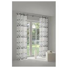 Vorhang WIRTH "Berlare", grau (hellgrau), B:132cm H:375cm, Jacquard, Baumwolle, Polyester, Gardinen