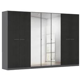 Dreht&uuml;renschrank Rauch "Kleiderschrank Schrank Garderobe TOPSELLER OTELI inkl. Inneneinteilung", graumetallic, hochglanz effektgrau, B:315cm H:210cm T:54cm, Holzwerkstoff, Schr&auml;nke, Dreht&uuml;renschrank, mit zus&auml;tzlichen Einlegeb&ouml;den, optional mit Spiegel MADE IN GERMANY