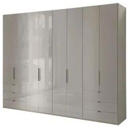 Faltt&uuml;renschrank Wiemann "Ohio, Kleiderschrank, Schrank, Garderobe, mit Schubladen, 300 cm", kieselgrau, B:300cm H:216cm T:58cm, Schr&auml;nke, inklusive T&uuml;r und Schubkastend&auml;mpfung, hochwertige Glasfront