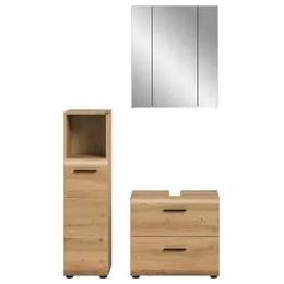 Badm&ouml;bel-Set Welltime "FLORENZ, TOPSELLER, 3-teilige Badkombination, hochwertige MDF-Front", braun (artisan oak nb), B:105cm H:185cm T:32cm, Kastenm&ouml;bel-Sets, Badm&ouml;bel-Set, Bad-Kombination, Bad-M&ouml;bel, Badezimmer, Kombination, Kombi