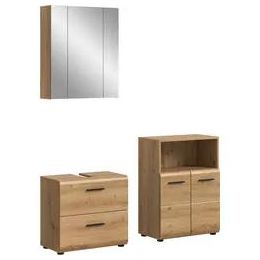 Badm&ouml;bel-Set Welltime "FLORENZ, TOPSELLER, 3-teilige Badkombination, hochwertige MDF-Front", artisan oak nb, B:135cm H:185cm T:30cm, Holzwerkstoff, MDF, Kastenm&ouml;bel-Sets, Badm&ouml;bel-Set, Bad-Kombination, Bad-M&ouml;bel, Badezimmer, Kombination, Kombi