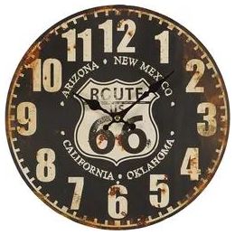 Wanduhr AMBIENTE HAUS "Route 66 Wanduhr 28cm", schwarz, B:28cm H:28cm T:3,5cm, Wanduhren, Wanduhr