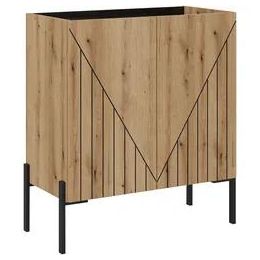 Kommode Home Affaire "SNETT, H&ouml;he: 91cm, mit Metall-Stabf&uuml;&szlig;en, 2 T&uuml;ren, 2 Einlegeb&ouml;den", evoke oak nachbildung, B:82cm H:91cm T:40cm, FSC-zertifizierter Holzwerkstoff, Sideboards, Kommode, Anrichte, Sideboard, Schrank, Board, Highboard
