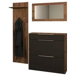 borchardt M&ouml;bel Garderoben-Set BORCHARDT M&Ouml;BEL "Oliva, H&auml;ngeschuhschrank, Spiegel, Garderobenpaneel", schwarz (eiche graphit), Holzwerkstoff, Kastenm&ouml;bel-Sets