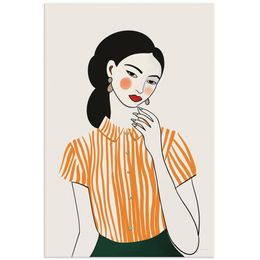 Wandbild Artlandfarbe bild(er): orange, Wohnzimmer, Bilder, "Woman in Striped Blouse II", als Alubild, Leinwandbild, Poster, Wandaufkleber in