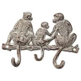 Wandhaken AMBIENTE HAUS "Haken aus Gussisen - 3 Affen", wei&szlig; (antikwei&szlig;, braun), B:18cm H:13cm, Gusseisen, Haken, Wandhaken