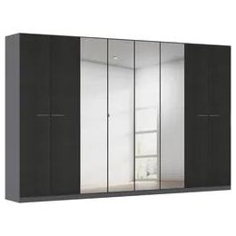 Dreht&uuml;renschrank Rauch "Kleiderschrank Schrank Garderobe TOPSELLER OTELI inkl. Inneneinteilung", graumetallic, hochglanz effektgrau, B:360cm H:229cm T:54cm, Holzwerkstoff, Schr&auml;nke, Dreht&uuml;renschrank, mit zus&auml;tzlichen Einlegeb&ouml;den, optional mit Spiegel MADE IN GERMANY