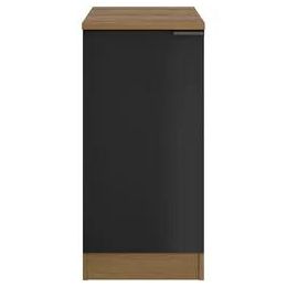Unterschrank GAMI "Eden K&uuml;che Unterschrank B.40 1 T&uuml;r", schwarz (eiche helvezia nachbildung, schwarz), B:40cm H:86cm T:60cm, Holzwerkstoff, Schr&auml;nke, Unterschrank, Unterschrank 1-t&uuml;rig Breite 40 cm