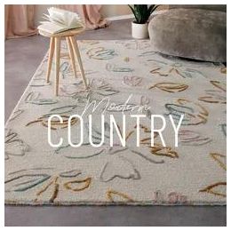 Teppich Wecon Home "Vee", creme wei&szlig;, B:70cm H:10mm L:140cm, Schurwolle, Teppiche, Teppich, Wollteppich, floral, hochwertig, pflegeleicht, modern, handgetuftet