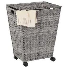 W&auml;schekorb Locker, grau, B:45cm H:57cm T:36cm, Polyrattan, W&auml;schesammler, W&auml;schekorb, Polyrattan, mit Rollen