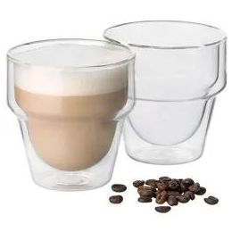 Latte-Macchiato-Glas Mulex "Mulex Gl&auml;ser Set Duo Large", transparent, H:11,5cm &Oslash;:9,5cm, Borosilikatglas, Trinkgef&auml;&szlig;e, Latte-Macchiato-Glas, doppelwandiges Trinkglas ideal f. Kaffee, Cappuccino, Latte Macchiatto
