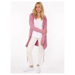 Jerseymantel Zwillingsherz "Positive Mind", Damen, Gr. SM (S/M), rosa (altrosa), Jersey, Obermaterial: 70% Baumwolle, 30% Polyester, bestickt, unifarben, comfort fit ca. Mitte Oberschenkel, V-Ausschnitt, gerader Abschluss, M&auml;ntel, mit hohem Baumwollanteil