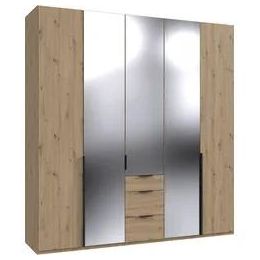 Dreht&uuml;renschrank wimex "Mugano", artisan, eiche nachbildung, griffe schwarz, B:225cm H:236cm T:58cm, Holzwerkstoff, Schr&auml;nke, Dreht&uuml;renschrank, in vielen Breiten, 208 oder 236 cm hoch, Made in Germany