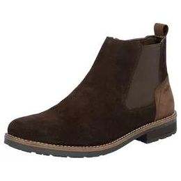 Chelseaboots Rieker, Herren, Gr. 44, braun (dunkelbraun), Nubukleder, Veloursleder, Schuhe Chelseaboots, Stiefelette, Casual-Boots in schmaler Form