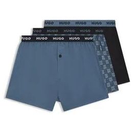 Webboxer HUGO UNDERWEAR "WOVEN BOXER TR", Damen, Gr. M (50), 3 Stk., open miscellaneous 964, Single Jersey, Obermaterial: 100% Baumwolle, k&ouml;rpernah, Unterhosen, Webboxer mit HUGO Schriftzug