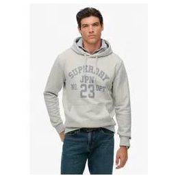 Kapuzensweatshirt Superdry "SD-ATHLETIC ESS HOODIE", Herren, Gr. XL, cadet grau mel, Sweatware, Obermaterial: 100% Seide, bedruckt, meliert, normal, Rundhals, Rippb&uuml;ndchen, Sweatshirts