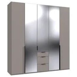 Dreht&uuml;renschrank wimex "Mugano", saharagrau, griffe schwarz, B:225cm H:236cm T:58cm, Holzwerkstoff, Schr&auml;nke, Dreht&uuml;renschrank, in vielen Breiten, 208 oder 236 cm hoch, Made in Germany