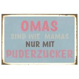 Metallbild queence "Puderzucker V", rosa (farbe bild(er): rosa), B:30cm H:20cm, Metall, Stahl, Bilder, Stahlschild, Blechschild, Spr&uuml;che, Texte, witzig, Oma, Mama