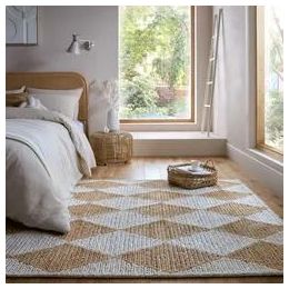 Teppich FLAIR RUGS "Effie Diamond", beige, B:120cm H:5mm L:170cm, Baumwolle, Jute, Teppiche, Teppich, handgekn&uuml;pft