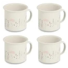 Tasse zeller PRESENT "4er Set "Flowers", 320 ml, Metall", wei&szlig;, dekor, B:9cm H:8cm &Oslash;:9cm, Metall, Trinkgef&auml;&szlig;e, Tasse, florales Desing