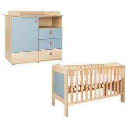 Babym&ouml;bel-Set Arthur Berndt "Babyzimmer-Set &raquo;Roofy&laquo; 2-teilig", nagano, oak, nachbildung, salbei, ohne Matratze, B/H: 70cm x 140cm, Schlafzimmerm&ouml;bel-Sets
