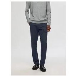 Chinohose Selected "SLH175-SLIM MILES BRUSHED PANTS W NOOS", Herren, Gr. 38, L&auml;nge 32, blau (schwarz sapphire), Web, Obermaterial: 69% Baumwolle, 30% Polyester, 1% Elasthan, unifarben, slim fit normal, Hosen Chinohose