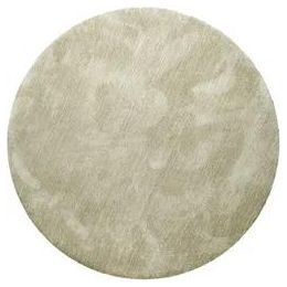 Teppich HOMIE LIVING "Pisa", beige (sand beige), H:25mm &Oslash;:120cm, Polyester, Teppiche, Teppich, Hochflor, Microfaser, uni, weich, Shaggy, Wohnzimmer, Schlafzimmer
