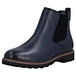 Chelseaboots Remonte, Damen, Gr. 38, dunkelblau, Elastischer Einsatz, Leder, unifarben, Schuhe Chelseaboots, Winterstiefelette, Klassik-Boots mit wasserabweisender TEX-Membran