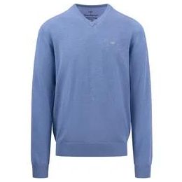 Strickpullover Fynch-Hatton "Fynch-Hatton Pullover mit V-Kragen", Herren, Gr. S, crystal blau, Strick, Obermaterial: 100% Baumwolle, bequem h&uuml;ftbedeckend, V-Ausschnitt, Flachstrickb&uuml;ndchen, Pullover Strickpullover, aus Baumwolle, mit V-Ausschnitt, bequeme Passform