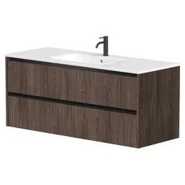 Waschtisch Welltime "City, Badm&ouml;bel, Badkommode, Badschrank, in verschiedenen Breiten", braun oak, B:121cm H:50cm T:46cm, FSC-zertifizierter Holzwerkstoff, Waschtische, Waschtisch, mit Soft-Close-Funktion, inklusive Waschbecken, FSC zertifiziert