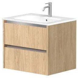 Waschtisch Welltime "City, Badm&ouml;bel, Badkommode, Badschrank, in verschiedenen Breiten", light oak, B:61cm H:50cm T:46cm, FSC-zertifizierter Holzwerkstoff, Waschtische, Waschtisch, mit Soft-Close-Funktion, inklusive Waschbecken, FSC zertifiziert
