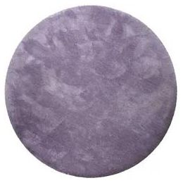 Teppich HOMIE LIVING "Pisa", lila (violett), H:25mm &Oslash;:200cm, Polyester, Teppiche, Teppich, Hochflor, Microfaser, uni, weich, Shaggy, Wohnzimmer, Schlafzimmer