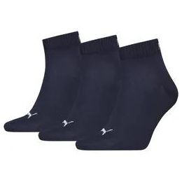 Kurzsocken Puma "Puma UNISEX QUARTER PLAIN 3P", Herren, Gr. 43-46, blau (navy), Baumwollmischung, elastisch, Socken, Atmungsaktiv, Rippenb&uuml;ndchen, weiche Baumwollmischung