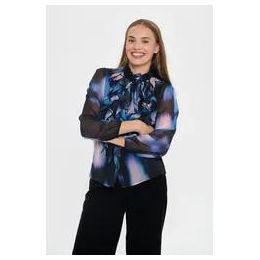 R&uuml;schenbluse SAINT TROPEZ "LiljaSZ Crinkle LS Shirt", Damen, Gr. L, schwarz mirage mist, Web, Obermaterial: 100% Polyester, unifarben, regular fit normal, Blusen, Regular fit, Chiffon, R&uuml;schen