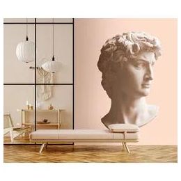 Livingwalls Vliestapete LIVING WALLS "Fototapete David-B&uuml;ste Klassisch Beige Rosa Antik", rosa, B:2,7m H:0,02m L:4m, Vlies, Tapeten