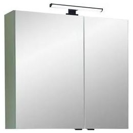 Badezimmerspiegelschrank SAPHIR "Quickset 500, 2 T&uuml;ren, 67cm breit, LED-Aufsatzleuchte", salbei nachbildung, B:67cm H:64cm T:20cm, Schr&auml;nke, inkl. Schalter und Steckdose