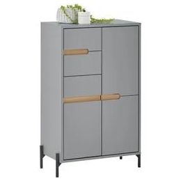 Midischrank BASIC BY BALCULINA "Avanto B/H/T 60x100x35 cm", hellgrau matt, schwarz, B:60cm H:100cm T:35cm, FSC-zertifizierter Holzwerkstoff, Schr&auml;nke, Midischrank, Breite 60cm, Softclose f&uuml;r T&uuml;ren, FSC-Mix 70%