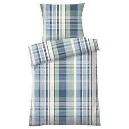 Bettw&auml;sche Dyckhoff "Chester", blau, B/L: 135cm x 200cm, 1 Stk., 1 Stk., Satin, B/L: 80cm x 80cm, 2 Stk., Satin, Obermaterial: 100% Baumwolle, Bettw&auml;sche, Bettw&auml;sche