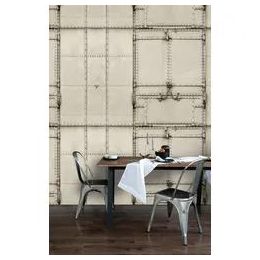 Livingwalls Vliestapete LIVING WALLS "Industrial-Tapete Nietenoptik Grau Beige vintage", beige, B:2,7m H:0,02m L:4m, Vlies, Tapeten