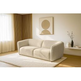 3-Sitzer Home Affaire, B:221cm H:73cm T:93cm, beige, 100% Polyester, Sofas, "OSTRUP, Naturt&ouml;ne, Boucle", Breite 221 cm, organische Form mit sanften