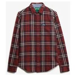 Langarmhemd Superdry "L/S COTTON LUMBERJACK SHIRT", Herren, Gr. 3XL, N-Gr, frontier check rot, Web, Obermaterial: 100% Baumwolle, kariert, regular fit, Hemden