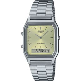 CASIO VINTAGE Damen Chronographedelstahlfarben, pastellgelb, Armbanduhren, Quarzuhr, Armbanduhr, Damenuhr, Herrenuhr, Edelstahlarmband,Digitaluhr