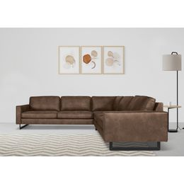 Ecksofa Home Affaire, B:290cm H:85cm T:250cm, braun, Luxus-Microfaser in Lederoptik(100% Polyester);Cord (92% Polyester, 8% Polyamide), Wohnzimmer,