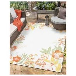 Teppich "Isla, LAGERR&Auml;UMUNG", bunt (cream,multi,rot), B:80cm H:6mm L:150cm, Polypropylen, MyFlair M&Ouml;BEL & ACCESSOIRES, Teppiche, Teppich, Wendeteppich, Blumen, mit Bord&uuml;re, Outdoor geeignet, Balkon, Terrasse