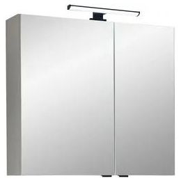 Badezimmerspiegelschrank SAPHIR "Quickset 500, 2 T&uuml;ren, 67cm breit, LED-Aufsatzleuchte", kaschmir, B:67cm H:64cm T:20cm, Schr&auml;nke, inkl. Schalter und Steckdose